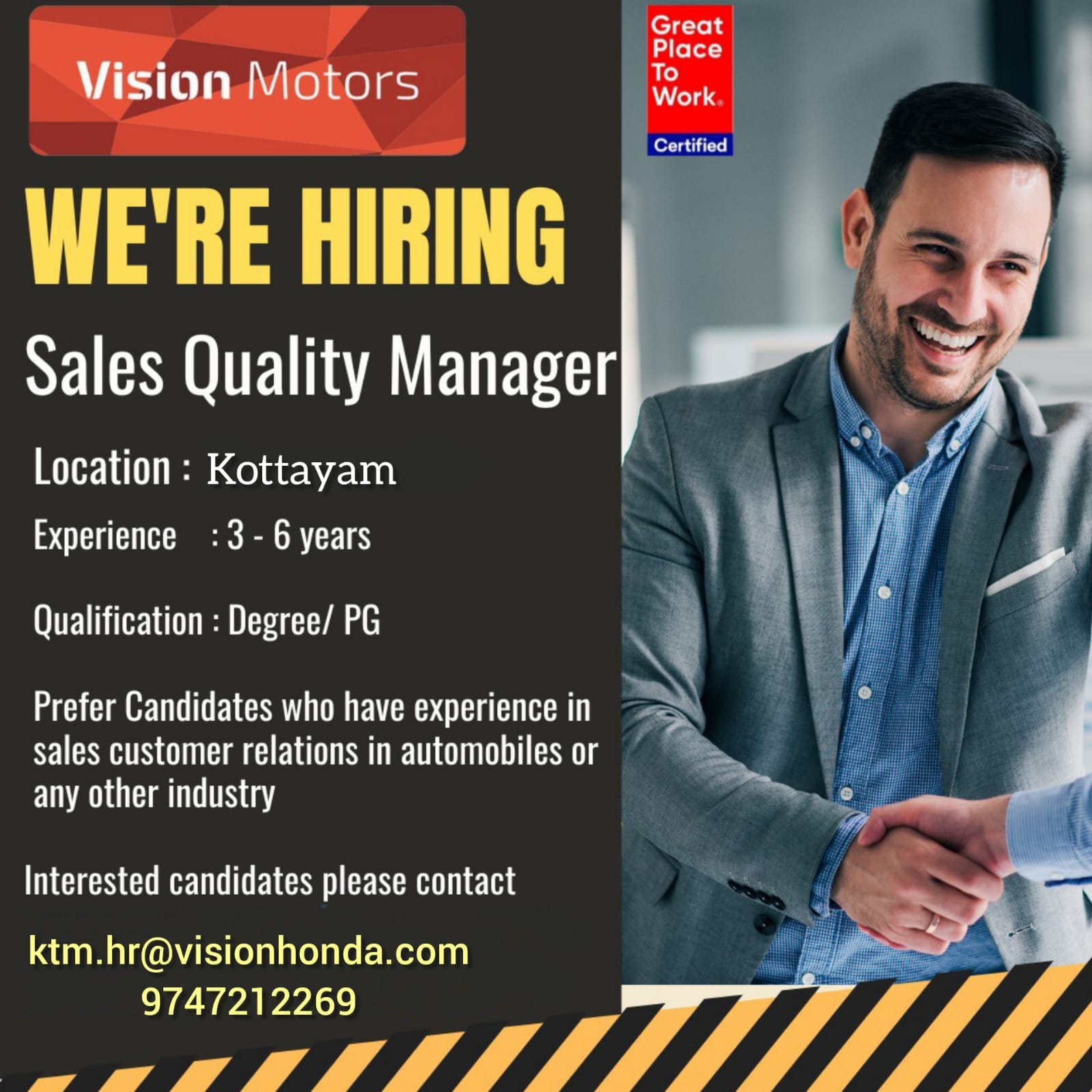 SALES QUALITY MANAGER - VISION MOTORS