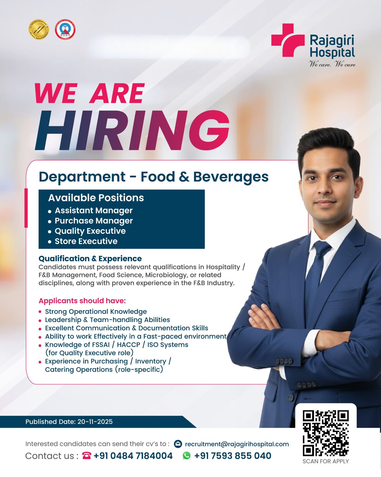 MULTIPLE JOB VACANCIES - RAJAGIRI HOSPITAL